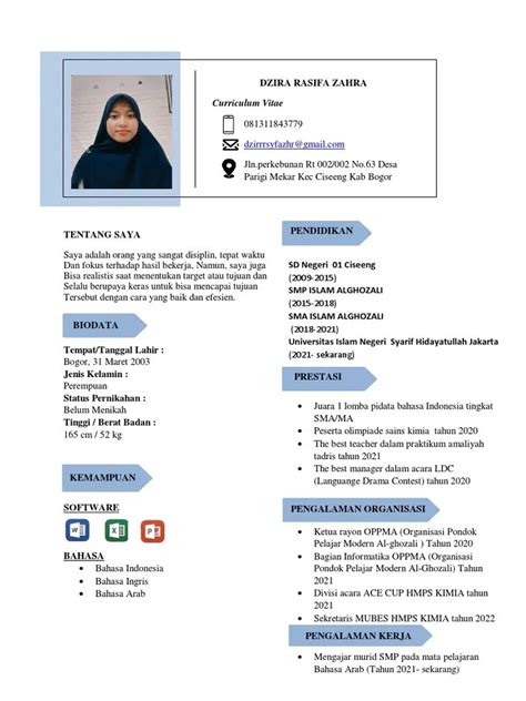 Contoh Cv Mahasiswa Yang Masih Kuliah And Tips Menulisnya Future Skills