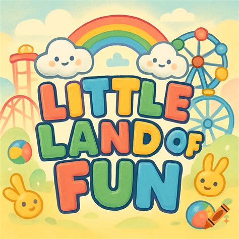 Illustration Logo For Little Land Of Fun Theme Park Featuring A Castle Ferris Wheel And