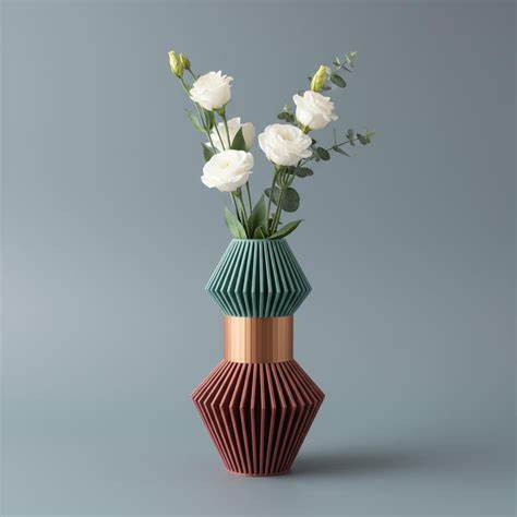 Customizable 3d Printed Vase Anter” Modern Modular Pleated Vase