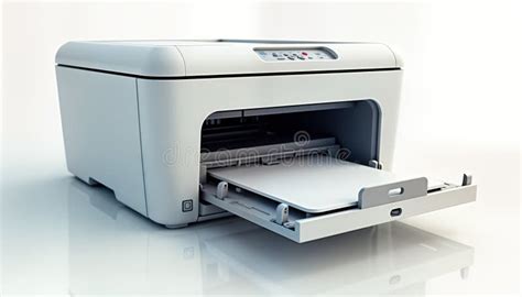 Modern White Office Printer With Output Tray Open Device Ready To