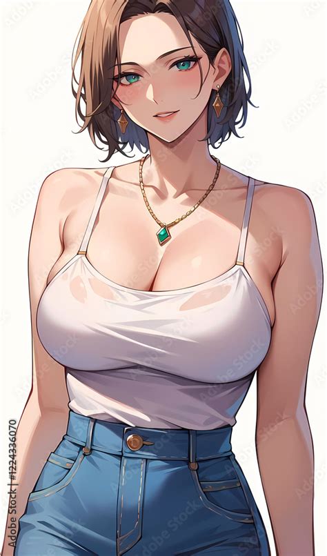 Playful And Confident Anime Milf With Expressive Eyes Chic Summer