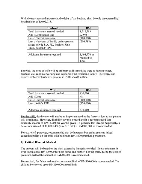 Sample Financial Plan For James And Jill Doc