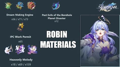 Honkai Star Rail Robin Materials All Ascension And Trace Mats