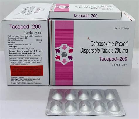 Cefpodoxime 200 Tabs Strength 100 Mg Packaging Size 10x10 At Rs 740box In Bengaluru