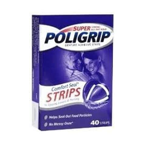 Super Poligrip Comfort Seal Strips Denture Adhesive 40 Strips Pack