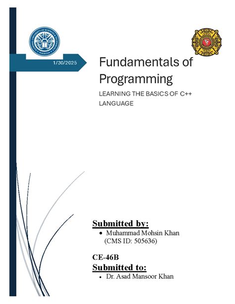 muhammad mohsin khan ce46 lab 1 1 30 2025 fundamentals of programming