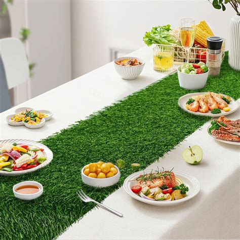 Luchuan Artificial Grass Table Runner Grass Table Runner