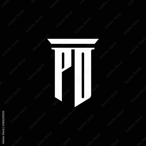 Pd Monogram Logo With Emblem Style Isolated On Black Background Stock