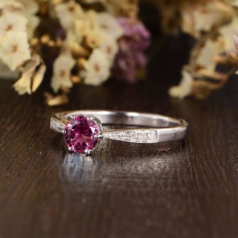 Pink Tourmaline Ring Tourmaline Engagement Ring Classic Wedding Ring