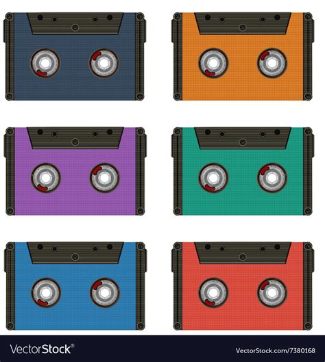 Six Multi Colored Cassettes Royalty Free Vector Image