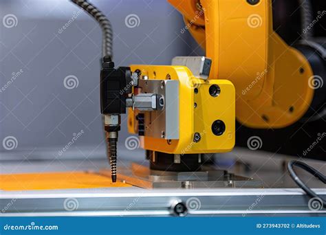 Close Up Of Robotic Arm With Safety Switch And Emergency Stop Button
