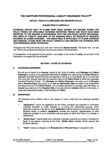 Fillable Online The Hartford Professional Liability Form Fax Email