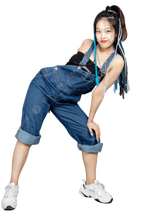 Young Girl In Overalls Bending Over Rompers Young Street Dance Png
