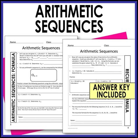 Arithmetic Sequences Guided Notes Explicit And Recursive Formulas With Practice