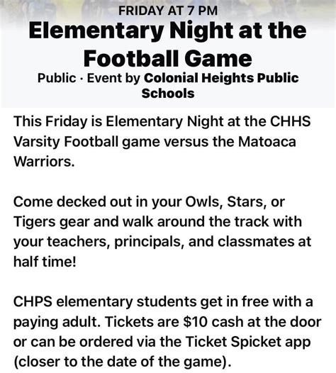 This Friday 922 Elementary Night At The Colonial Heights Vs
