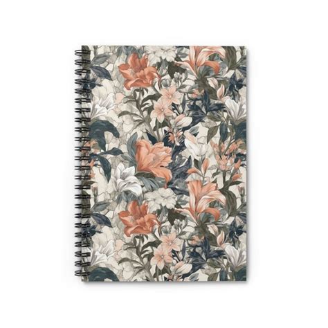 Floral Design Spiral Notebook Lined Paper Artistic Journal