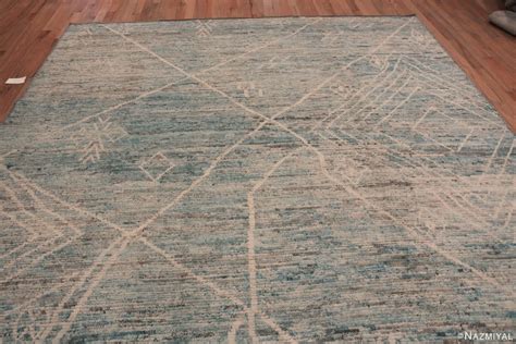 Blue Abstract Tribal Geometric Modern Rug 11571 Nazmiyal Rugs