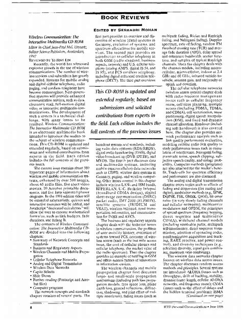 Wireless Communication The Interactive Multimedia Cd Rom Ieee Journals And Magazine Ieee Xplore