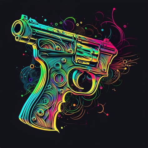 Premium Photo A Colorful Colored Gun With A Black Background