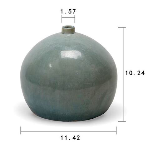 Artissance 11 In W Water Drop Shaped Green Ceramic Vintage Style Vase