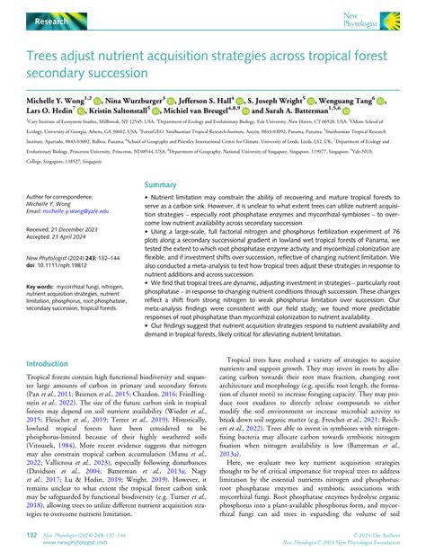 Trees Adjust Nutrient Acquisition Strategies Across Tropical Forest