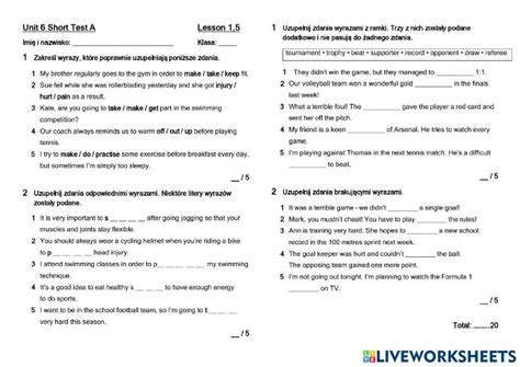 Sprawdzian Angielski Kl 7 Unit6