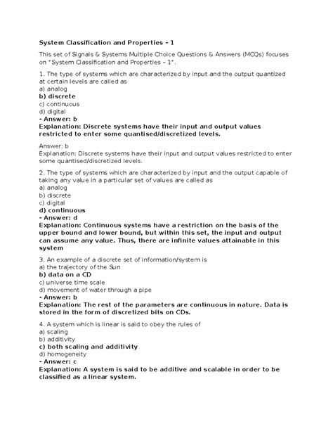 System Classification And Properties The Type Of Systems Which Are