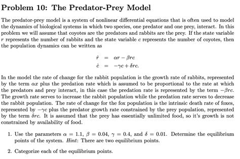Solved Problem 10 The Predator Prey Model The Predator Prey