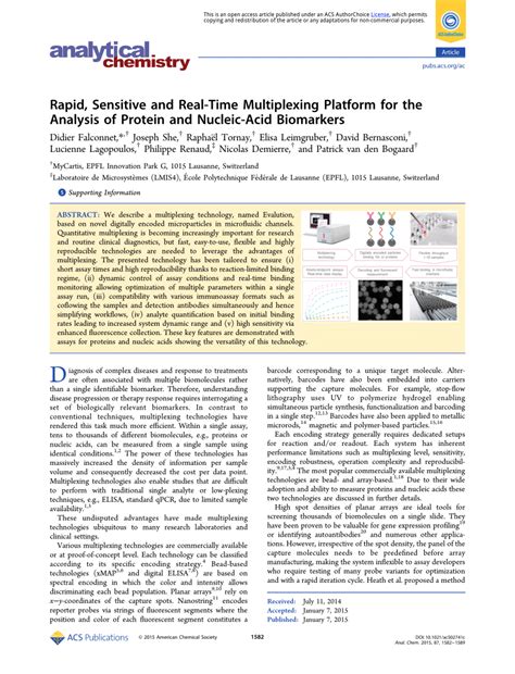 Pdf Rapid Sensitive And Real Time Multiplexing Platform For The Analysis Of Protein And