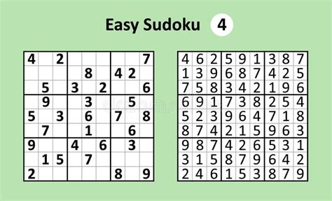 sudoku game with answers easy complexity stock vector illustration