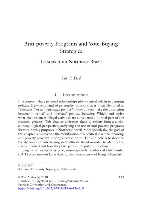 Pdf Anti Poverty Programs And Vote Buying Strategies