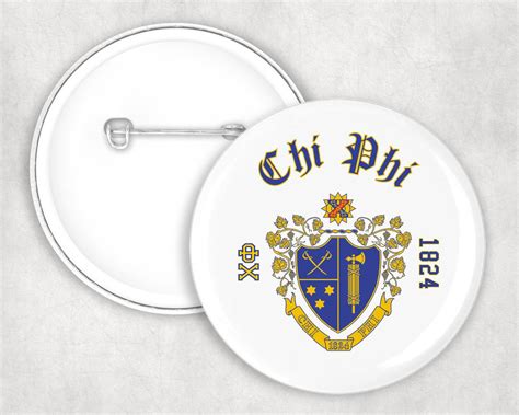 Chi Phi Classic Crest Button Greek Gear