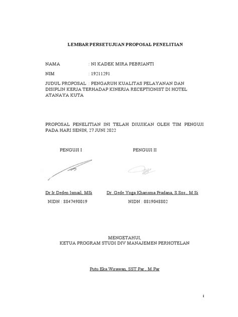 Lembar Persetujuan Proposal Penelitian Pdf