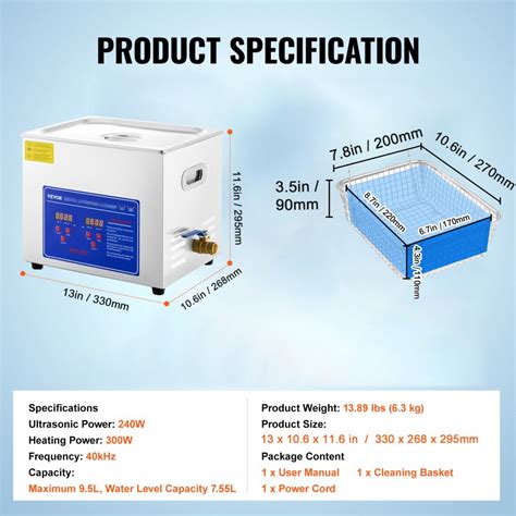 Vevor 10 Liter Ultrasonic Cleaner 40khz Digital Heater