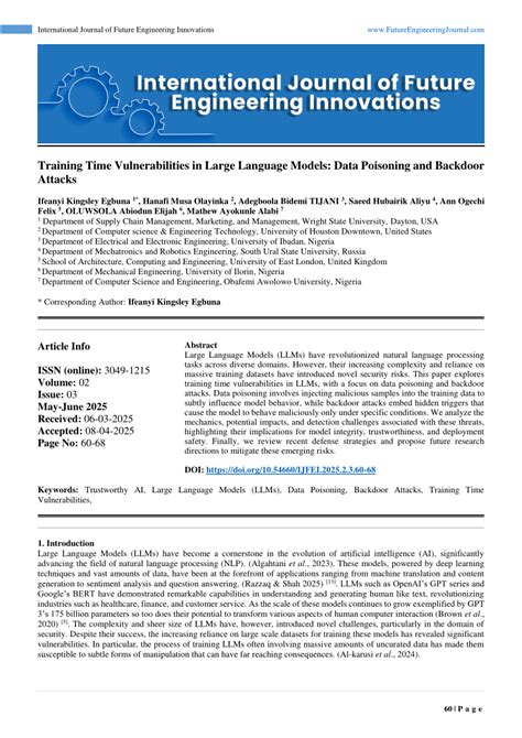 Pdf Training Time Vulnerabilities In Large Language Models Data Poisoning And Backdoor Attacks