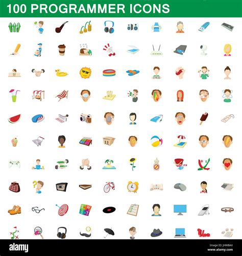 Programmer Icons Set Cartoon Style Stock Vector Image Art Alamy