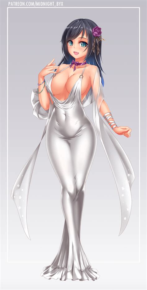 Midnight Banyex Original Highres 1girl Bare Shoulders Black Hair