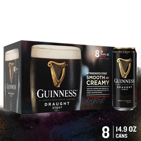 Guinness Draught Stout Import Beer 14 9 Fl Oz 8 Pack Cans 4 2 Abv
