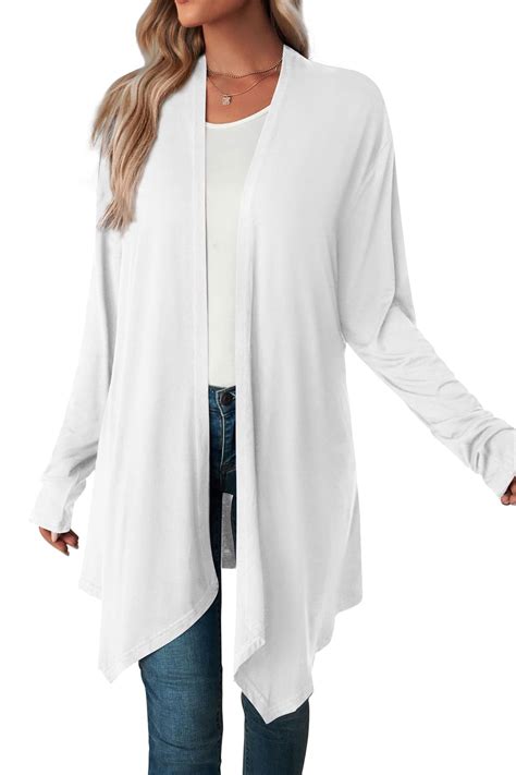 Mengpipi Womens Lightweight Open Front Long Sleeve Casual Cardigan In