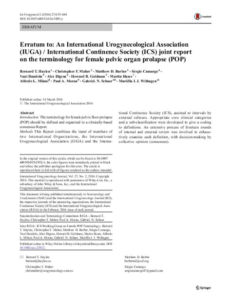 Pdf Erratum To An International Urogynecological Association Iuga