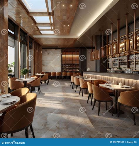 Render Luxury Restaurant Cafe Stock Illustration Illustration Of