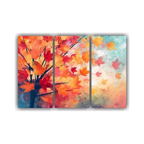 Conjunto 3 Cuadros Abstractos Otoño Tonos Destacados Decocuadros