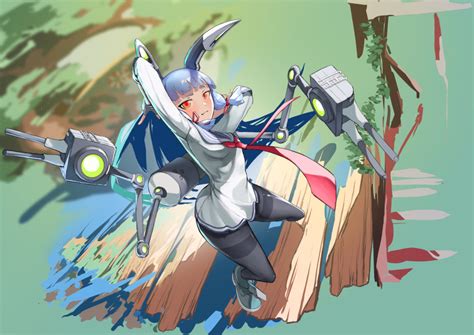 Safebooru 1girl Absurdres Adapted Turret Arms Behind Head Black