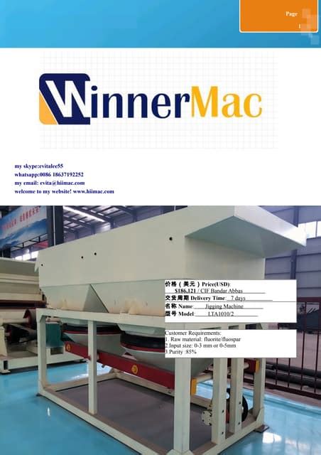 Jigging Machine Quotation Doc