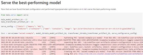 Arrikto Academy Serve The Model And View The Training Logs