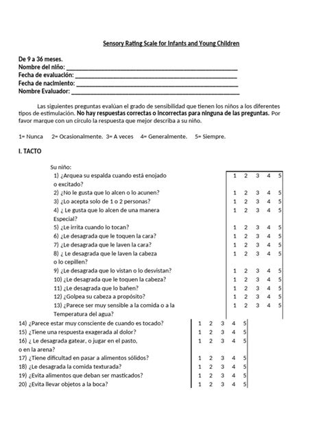 Escala De Sensibilidad Infantil Pdf