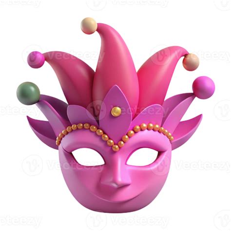 Pink Jester Mask With Gold Trim 52553654 Png