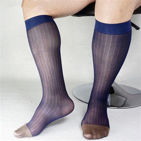 2020 Striped Mesh Nylon Silk Socks For Men Business Soft Sheer Light