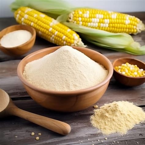 Premium Ai Image Flour Corn In Bowl On Board