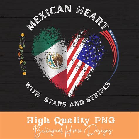 Mexican Heart With Stars And Stripes Png Hispanic Heritage 4th Of July